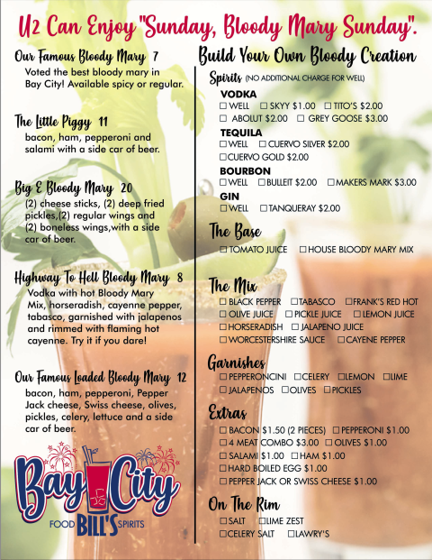 Bay City Bills | Bay City's Premier Place For Bloody Mary's & Build-A ...